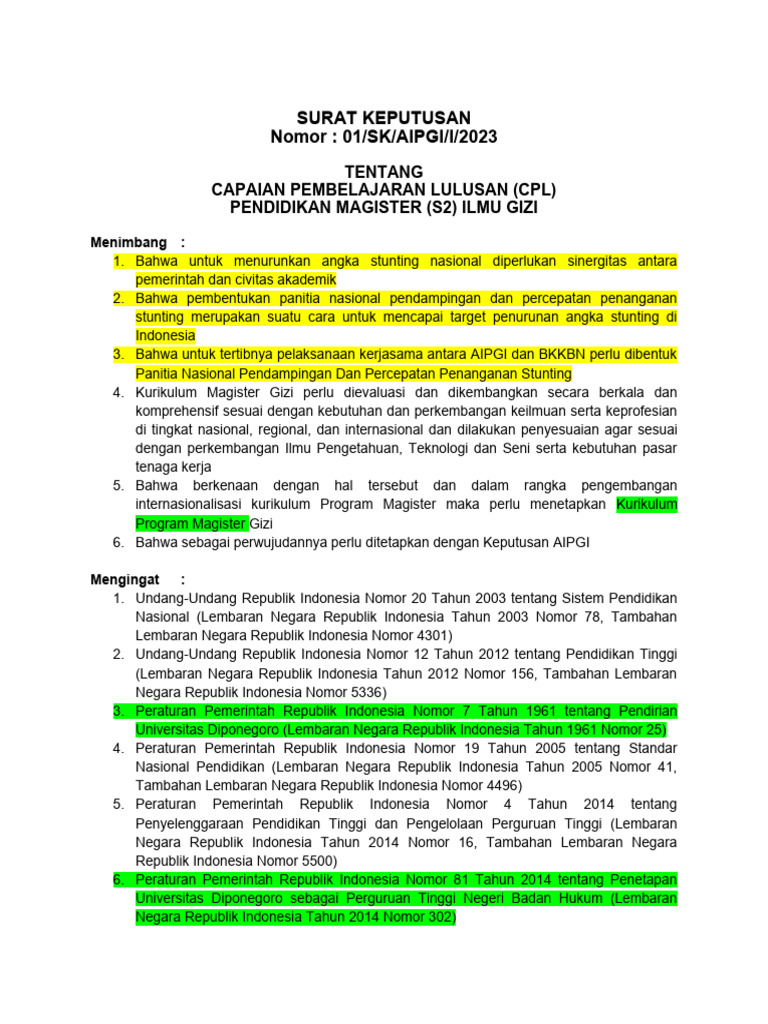 Capaian Pembelajaran Magister Gizi S2 | PDF