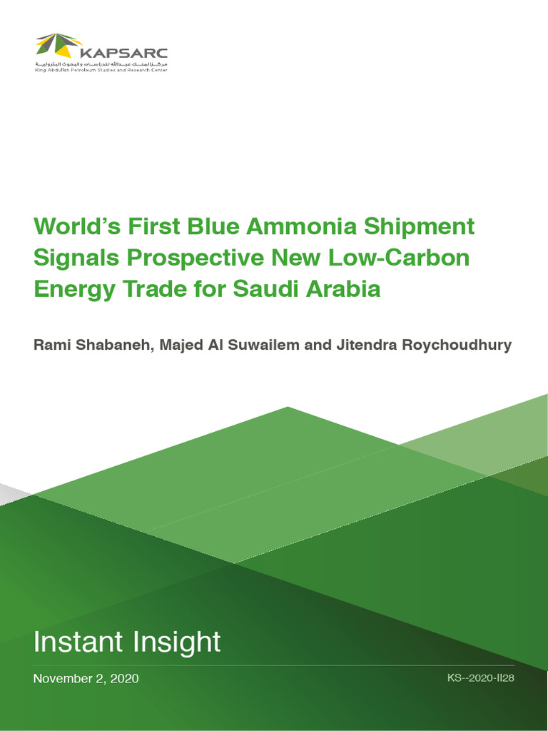 KS 2020 II28 World's First Blue Ammonia Shipment Signals Prospective ... KS 2020 II28 World's First Blue Ammonia Shipment Signals Prospective ...