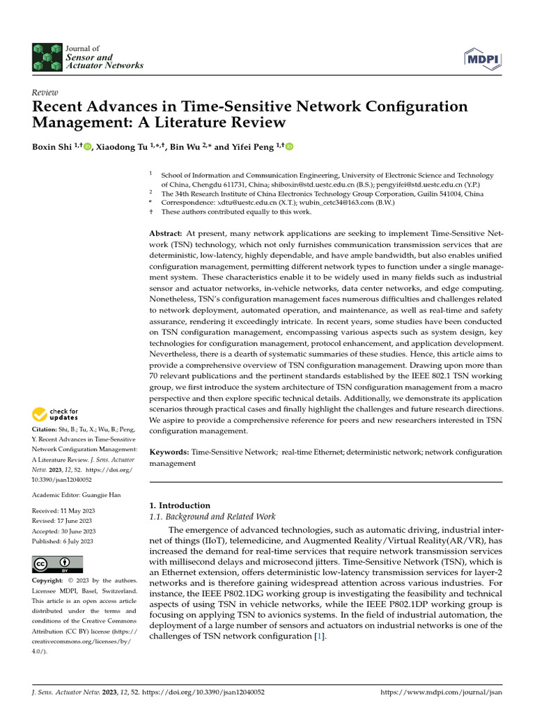 Recent Advances in Time-Sensitive Network Configur | PDF | Computer ...