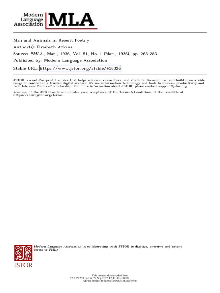 Atkins ManAnimalsRecent 1936 | PDF | Poetry