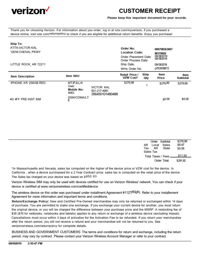Verizon Return Policy Summary | PDF | List Price | Telecommunications
