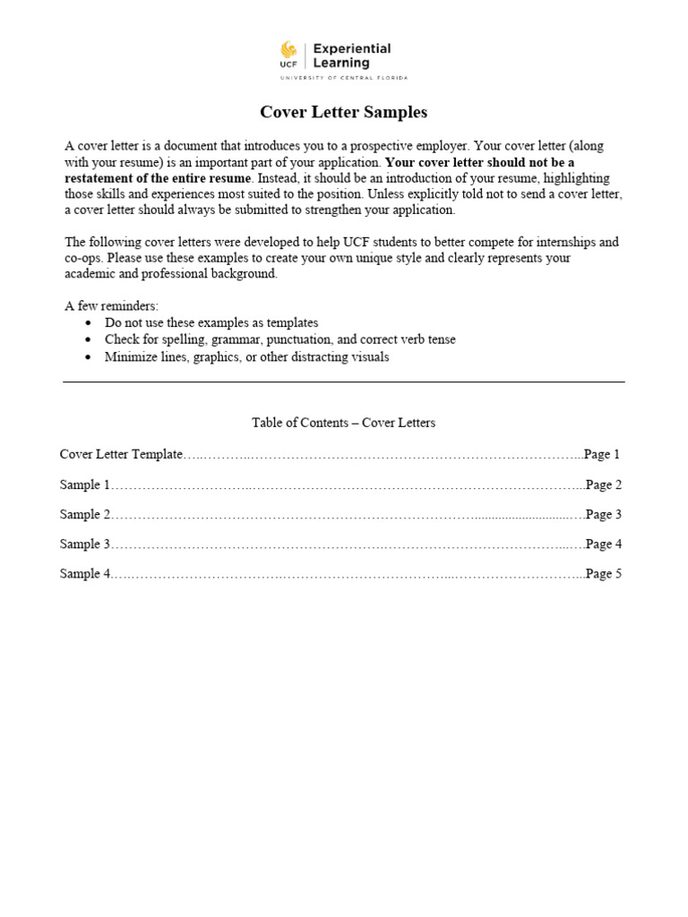 Cover Letter Samples | PDF