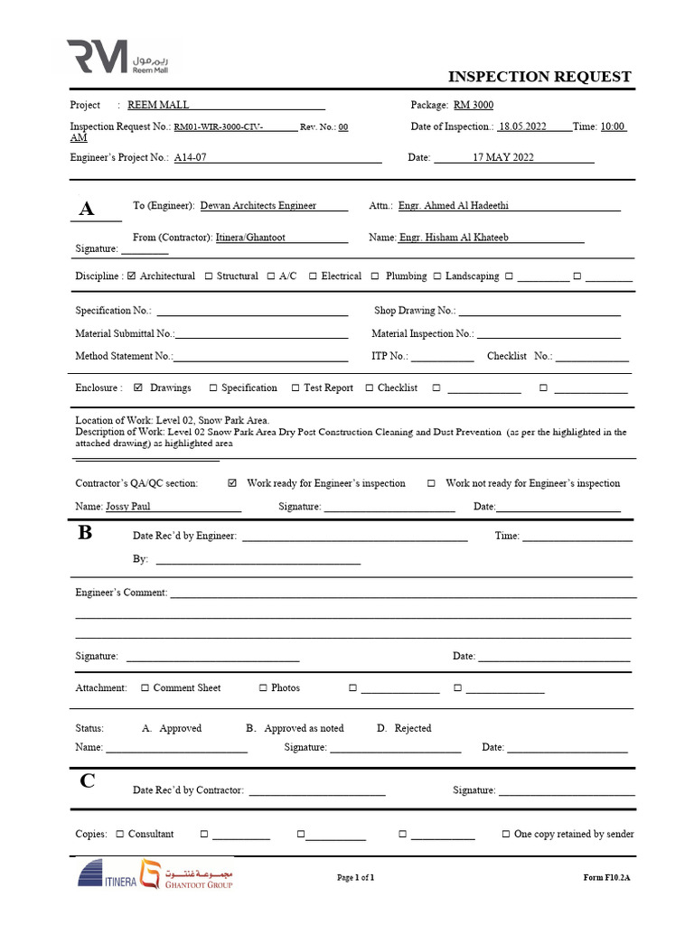 Form WIR | Download Free PDF | Building Technology | Engineering