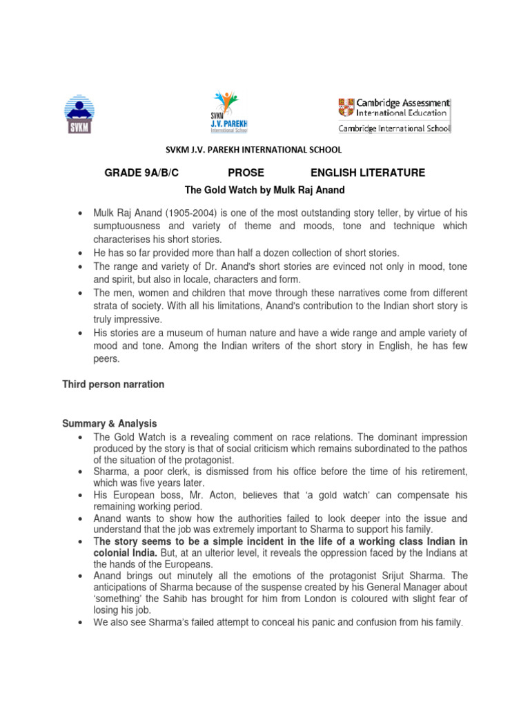 Grade 9-The Gold Watch | PDF