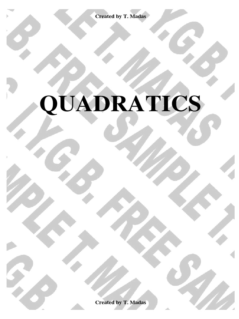 Quadratics Pdf