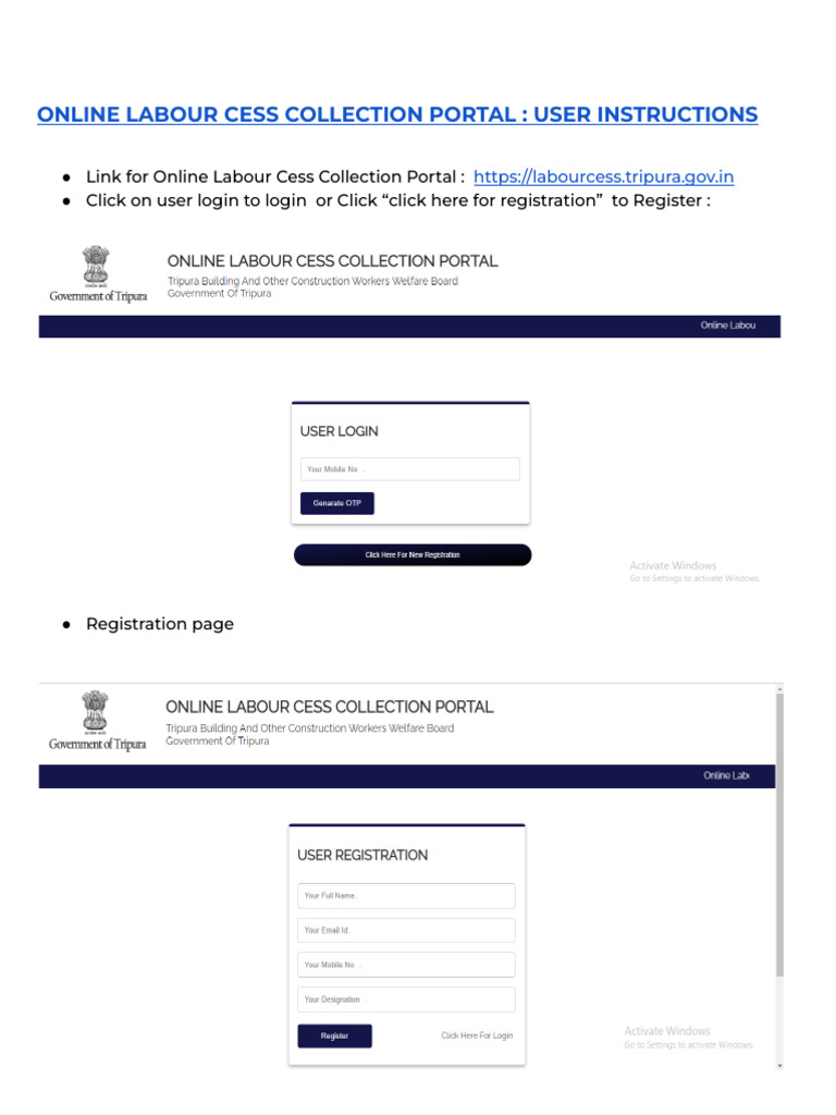Online Labour Cess Payment Guide | PDF