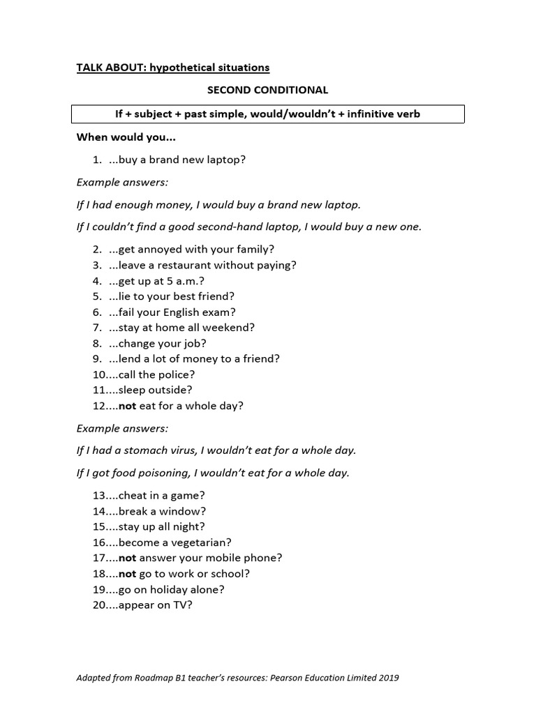 Second Conditional Hypothetical Scenarios | PDF