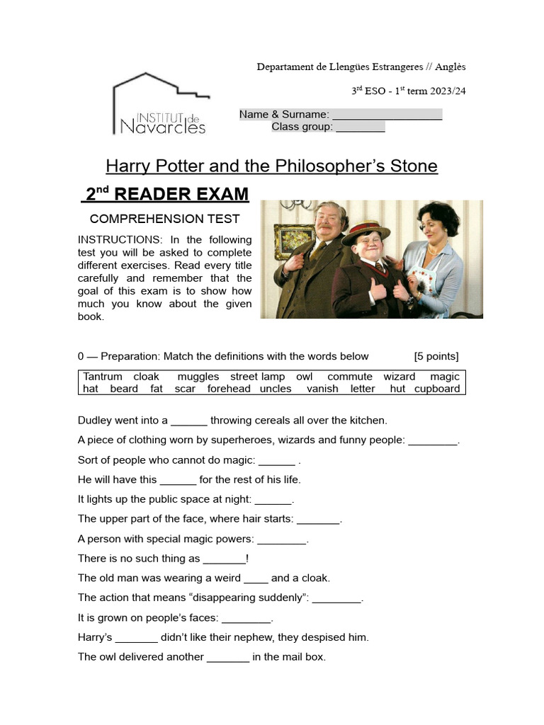 Harry Potter Reader Exam 3rd ESO | PDF | Language Arts & Discipline ...