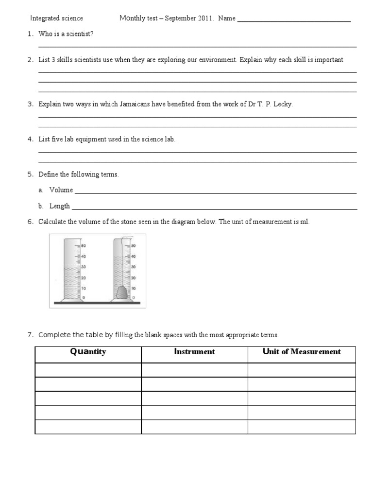 September 2011 Integrated Science Test | PDF