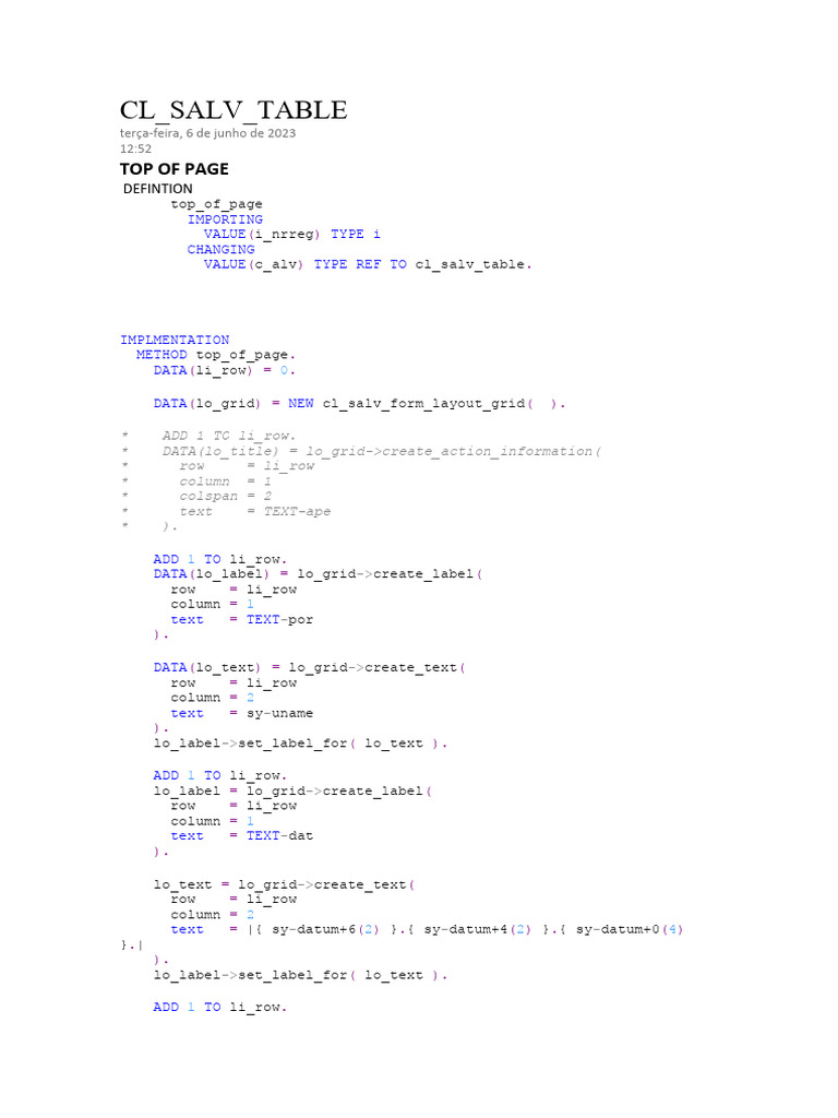 Cl Salv Table Pdf Computing Computer Programming