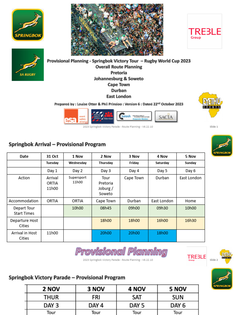 2023 Springbok Victory Parade - Route Planning V8.26.10 | PDF