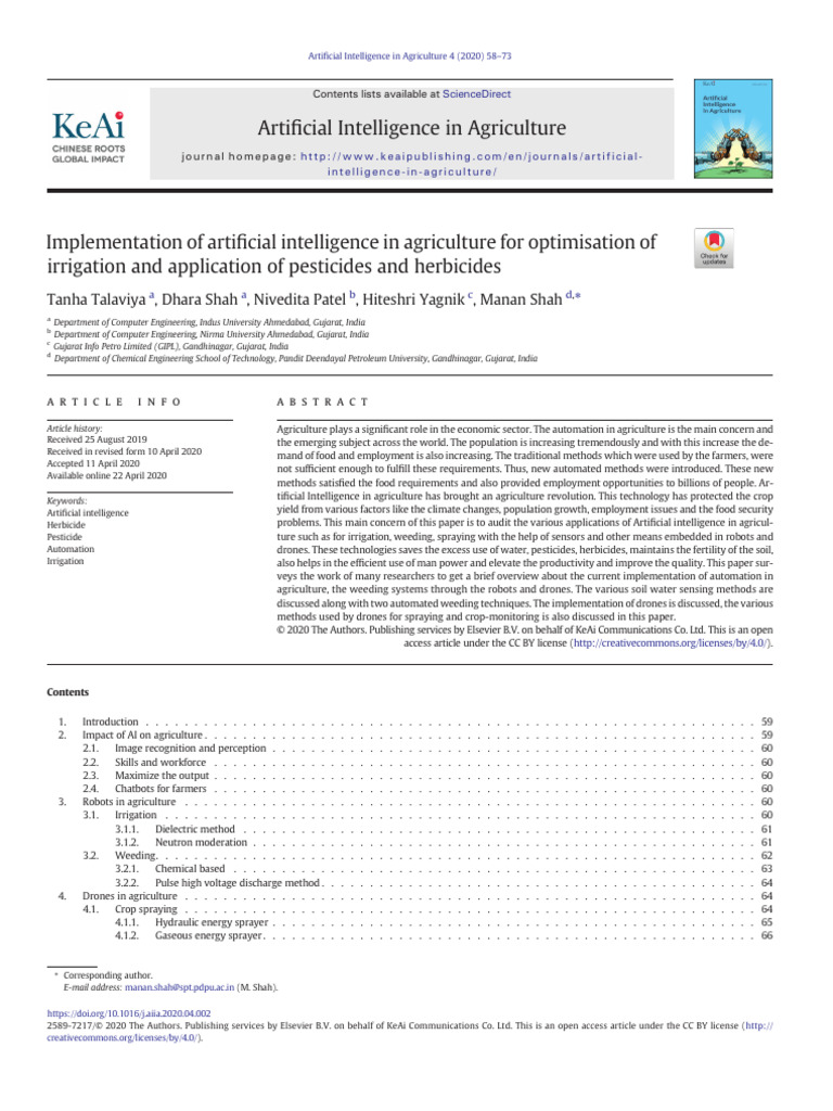 Implementation of Artificial Intelligence in Agriculture For ...