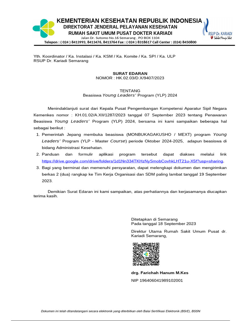 Beasiswa Young Leaders' Program (YLP) 2024 | PDF