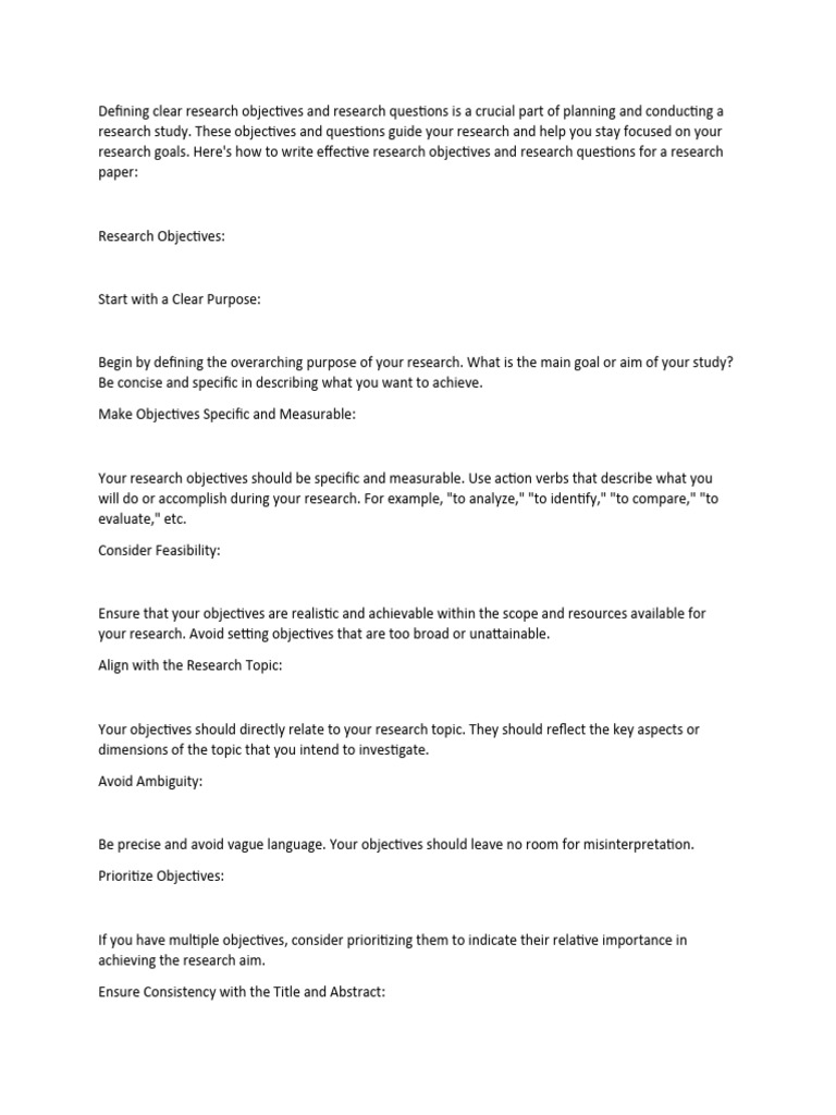 Writing Effective Research Objectives | PDF | Question | Goal