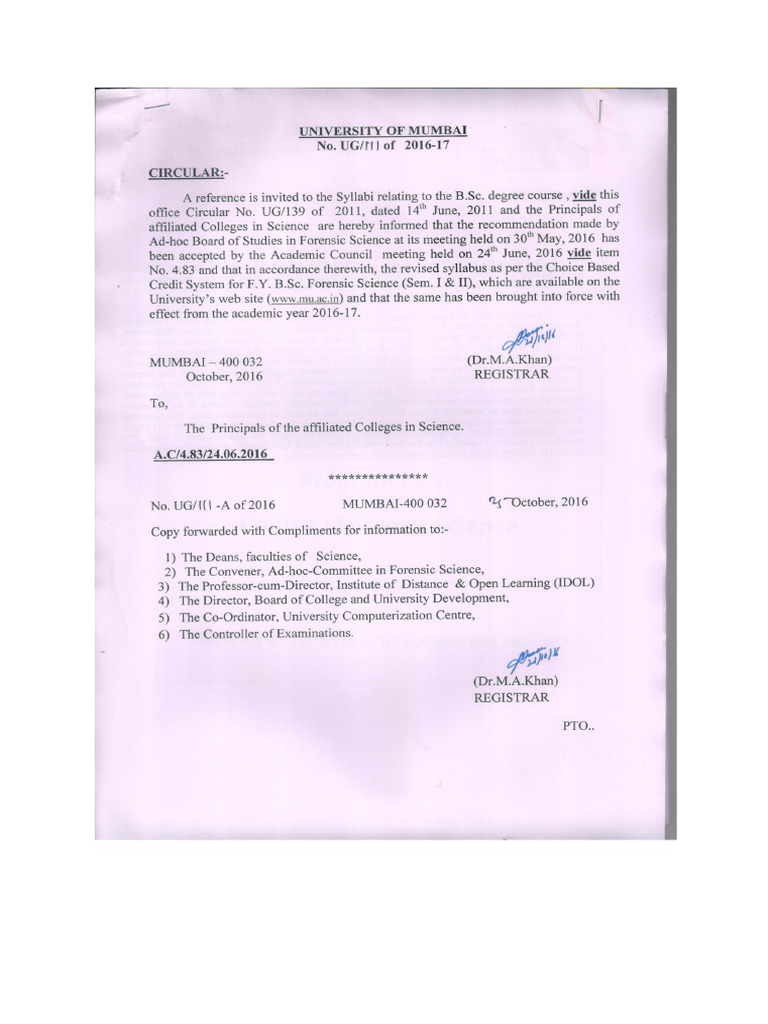 Forensic Science First Year Syllabus | PDF | Chemical Reactions ...