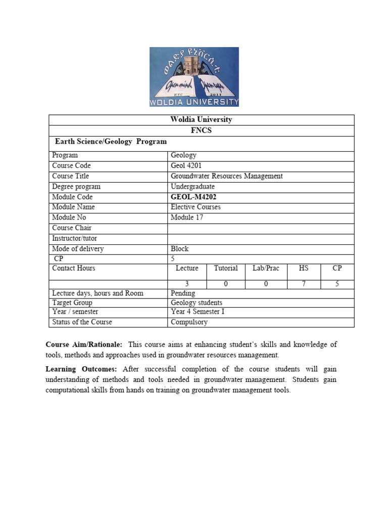 Woldia University 111 | PDF | Groundwater | Earth Sciences Woldia University 111 | PDF | Groundwater | Earth Sciences