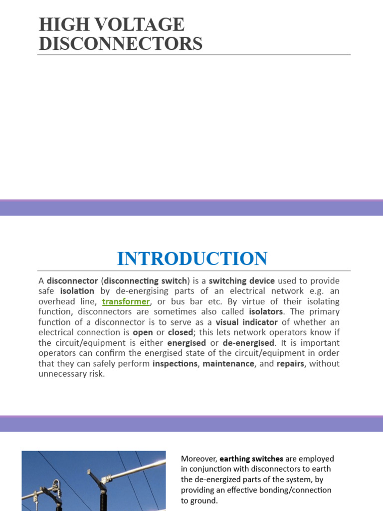 High Voltage Disconnectors Overview | PDF | Computers