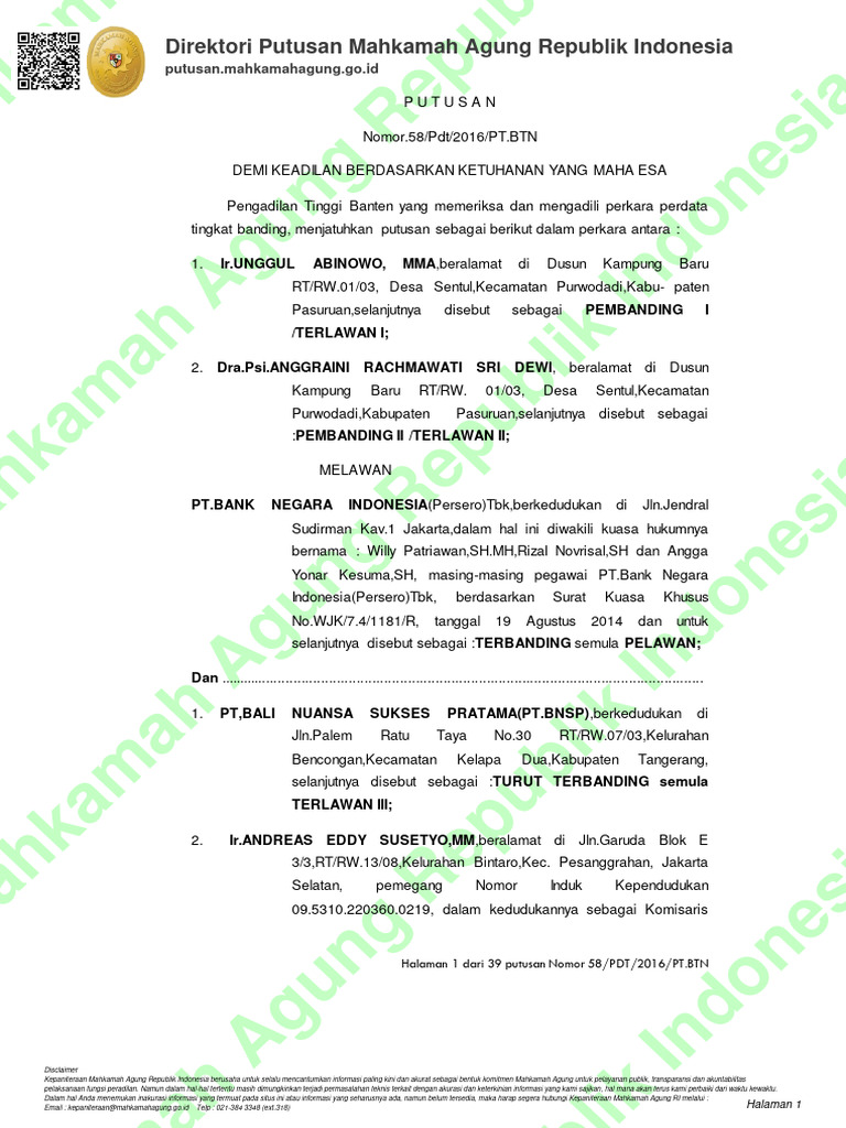 Putusan 58 PDT 2016 PT - BTN 20231030150324 | PDF