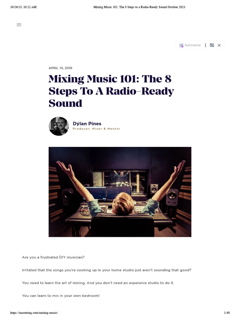 Mixing Music 101 - The 8 Steps To A Radio-Ready Sound October 2023 ...