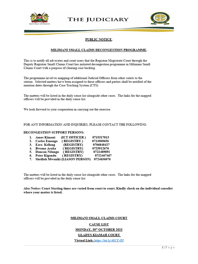 SCC DECONGESTION CAUSELISTS FOR 30th OCTOBER 2023. | PDF