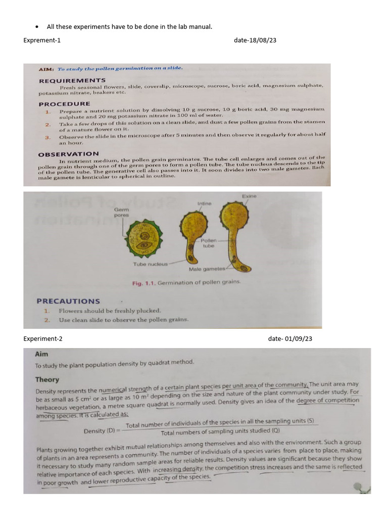 Class - 12 Biology Experiment File | PDF