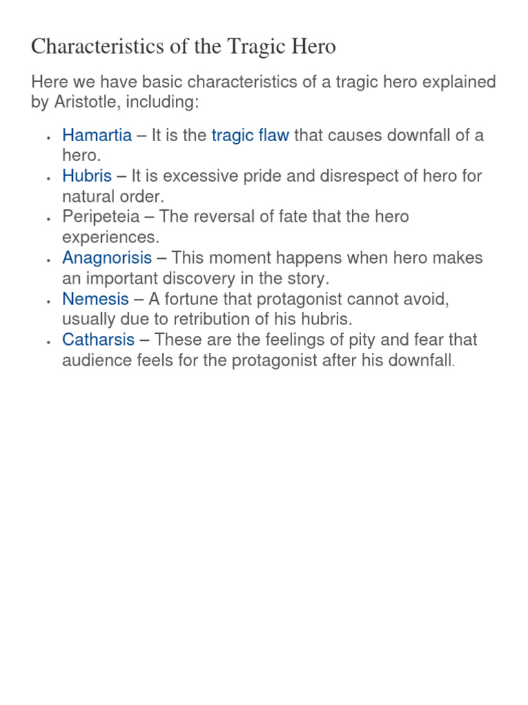 Characteristics of The Tragic Hero | PDF