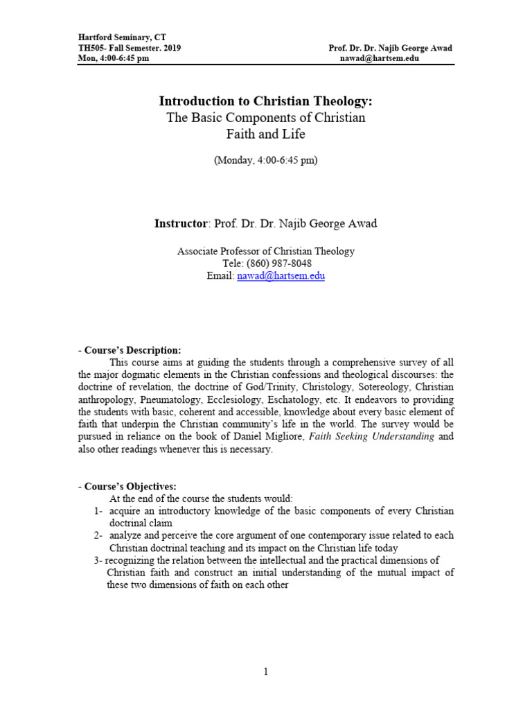 TH 505 Preliminary Syllabus | PDF | Trinity | Theology