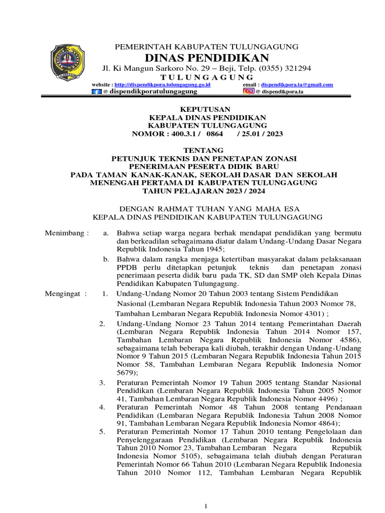 Juknis Dan Zona PPDB 2023-2024 | PDF | Ilmu Sosial