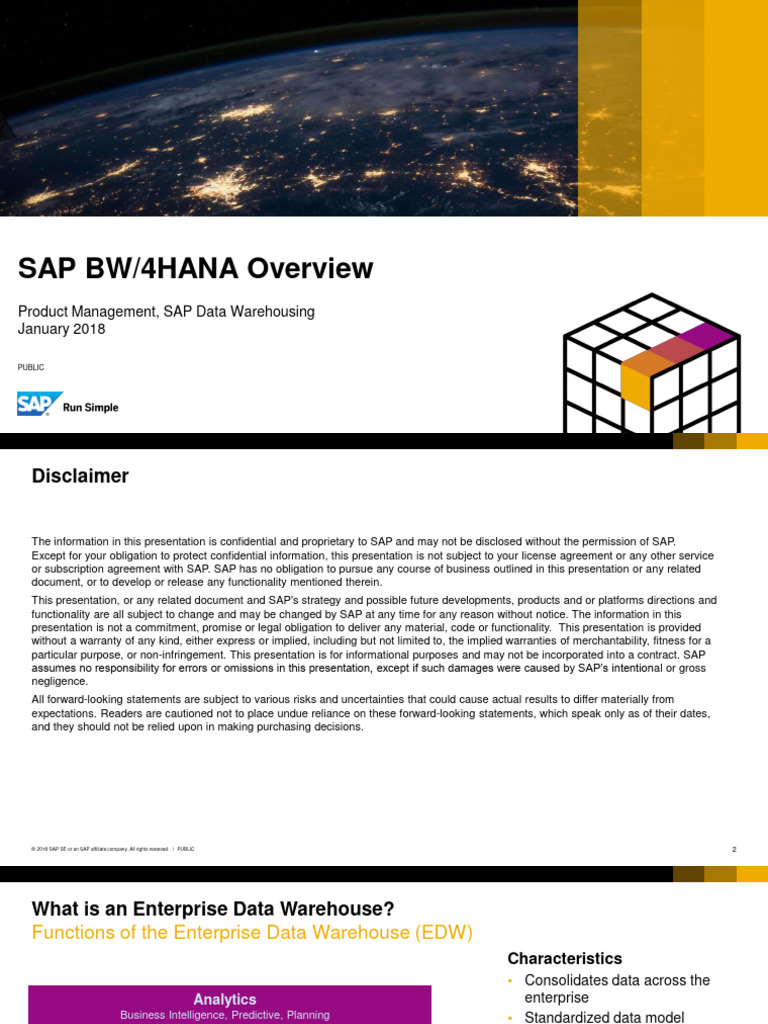 SAP BW - 4HANA - Technical Overview | PDF | Data Warehouse | Software ...
