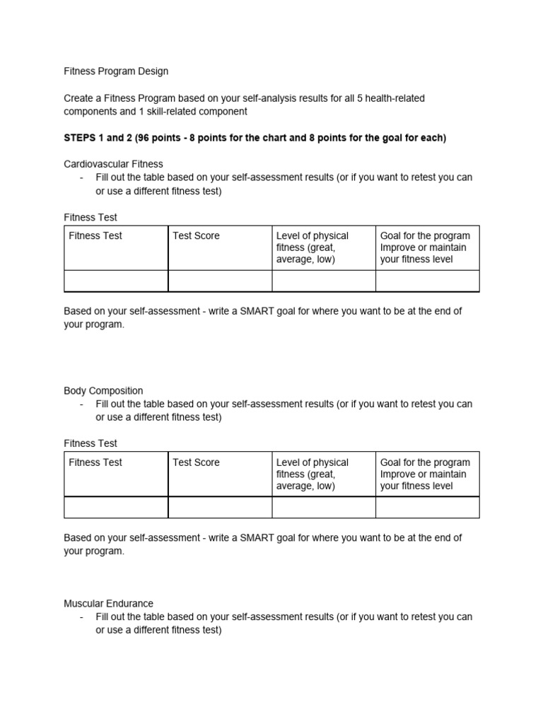 Fitness Program Design | PDF | Physical Fitness | Endurance