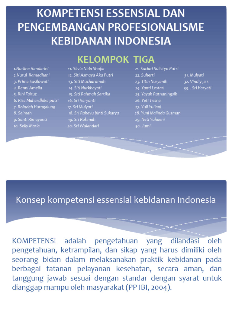 KLP 3 Kompetensi-Essensial-Dan-Pengembangan-Profesionalisme-Kebidanan-Indonesia | PDF