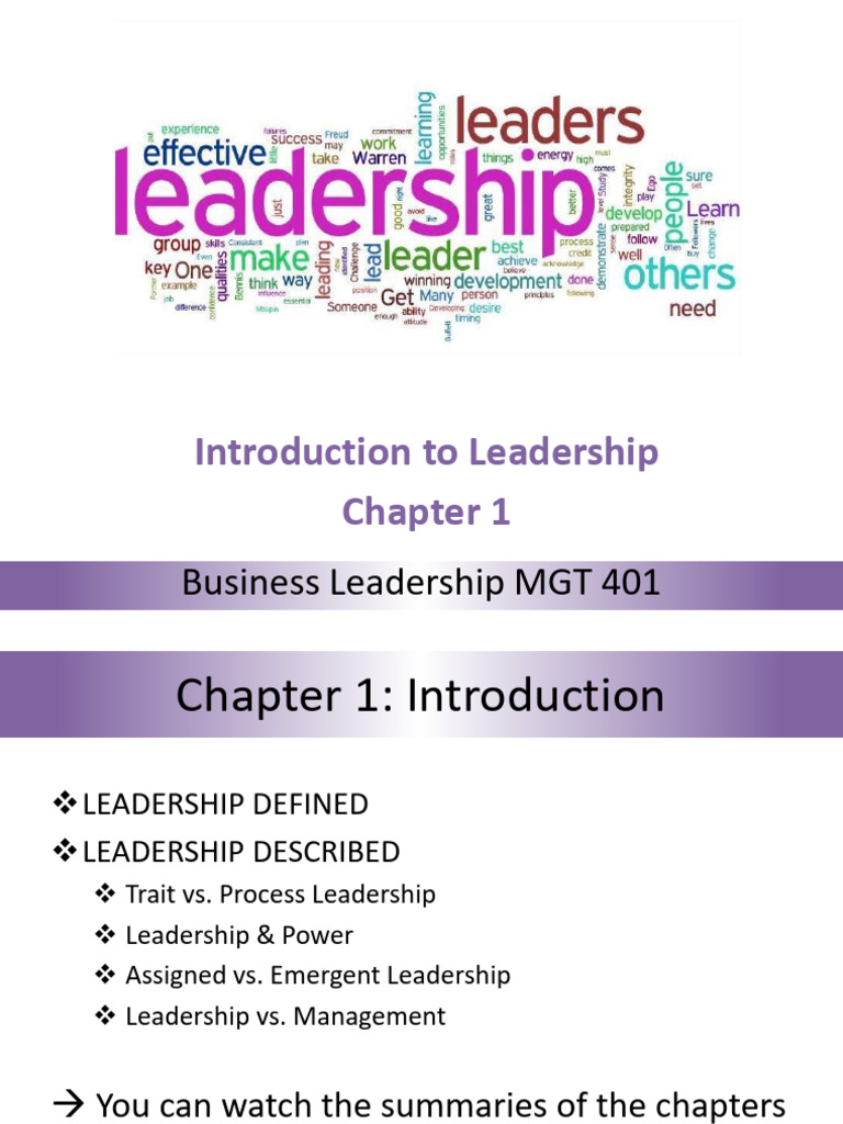 1 Introduction To Leadership | Download Free PDF | Leadership | Learning
