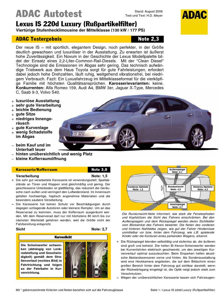 Lexus Is 220d Luxury RPF | PDF