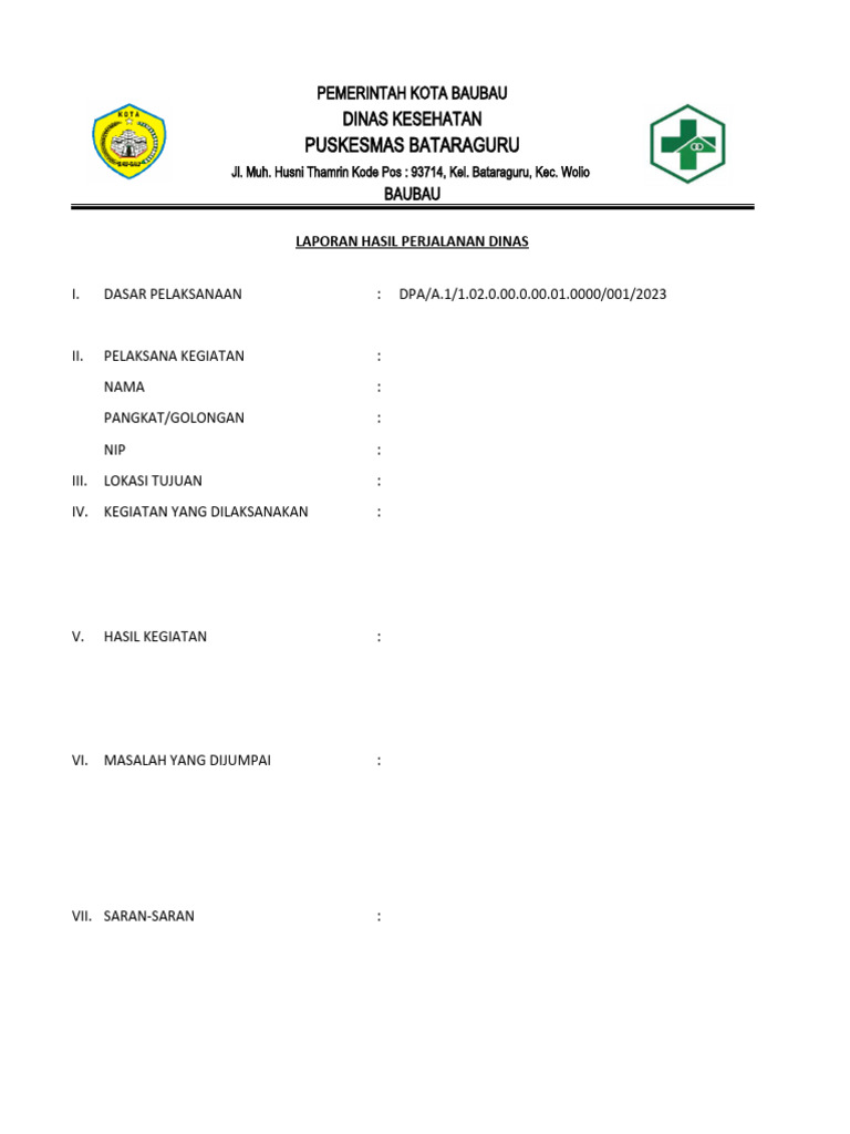LHPD BLANK Bulan Darma | PDF | Kesehatan Holistik