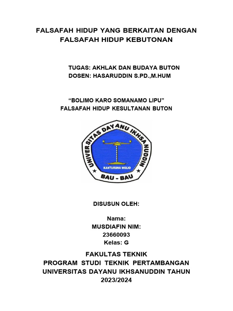 Falsafah Hidup Yang Berkaitan Dengan Falsafah Hidup Kebutonan | PDF