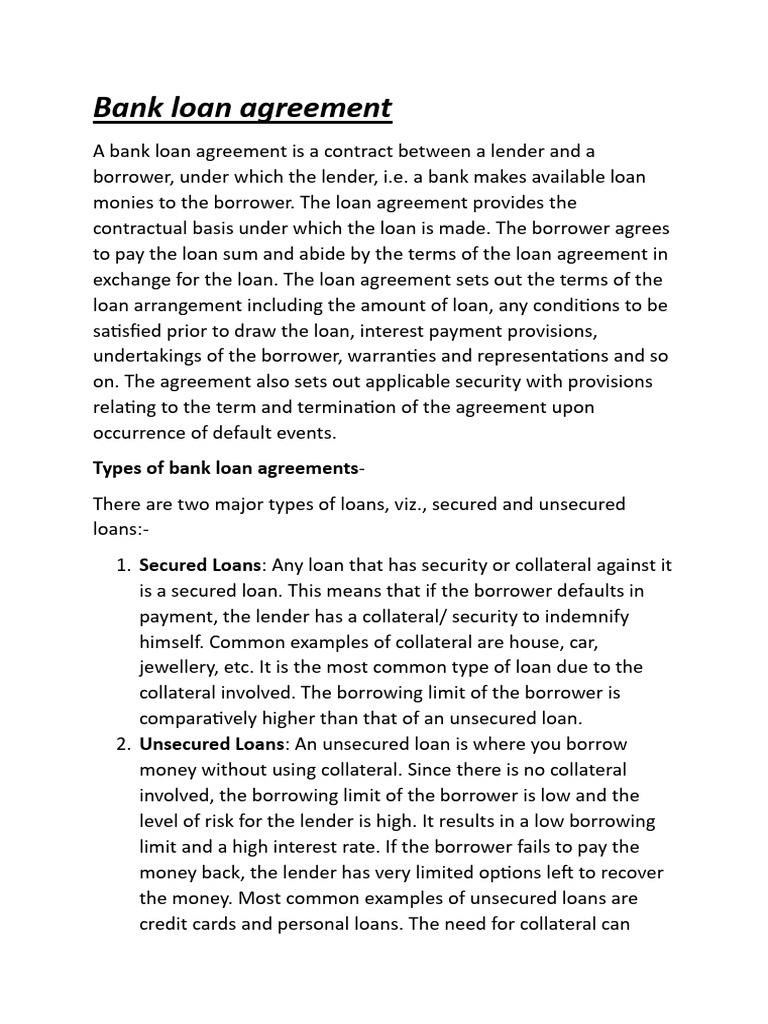 Bank Loan Agreement | PDF | Loans | Debt