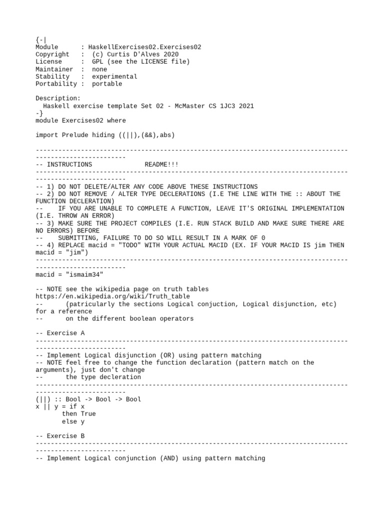 Exercises02.Hs 3 | PDF | Boolean Data Type | Function (Mathematics)