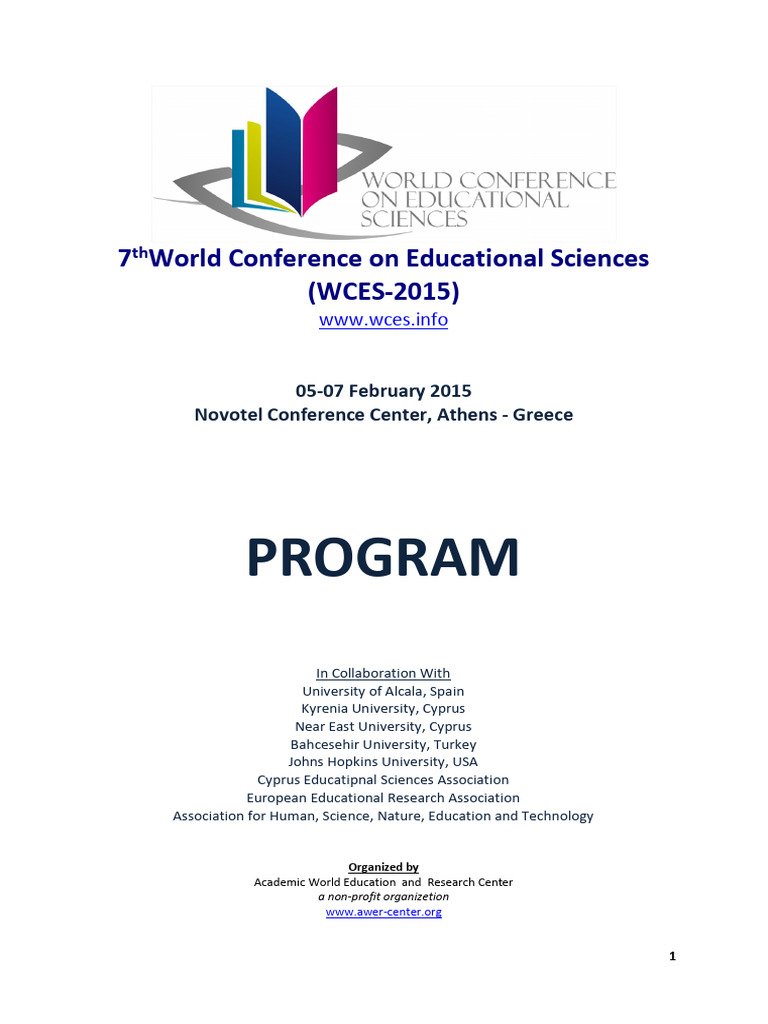 WCES 2015 Program Book | PDF | Teachers | Learning
