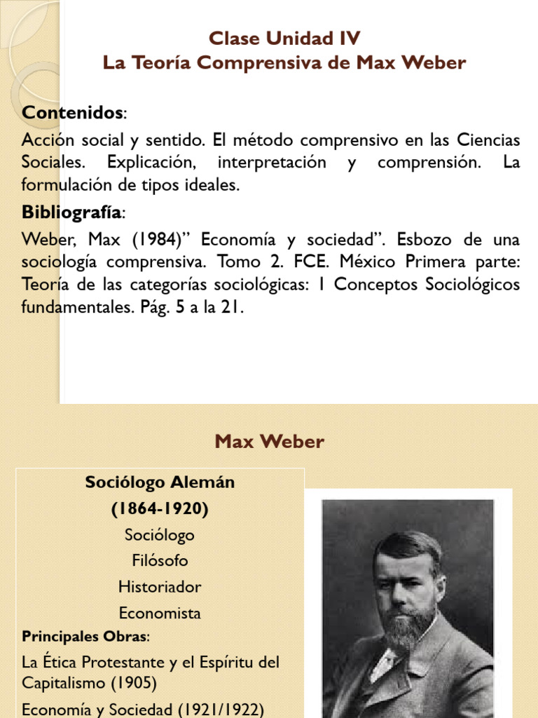 Ppt-Clase WEBER Conceptos Fundamentales-18!10!23 | PDF | Sociología | Max Weber