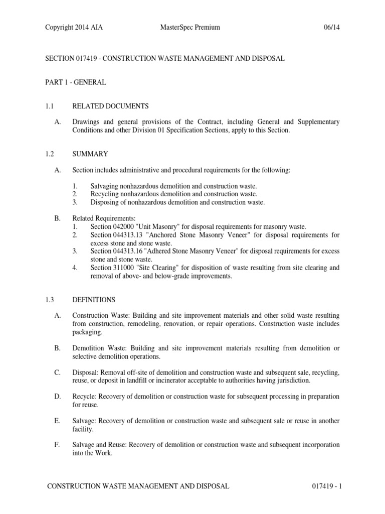 FL - Construction Waste Management and Disposal | PDF | Waste ...
