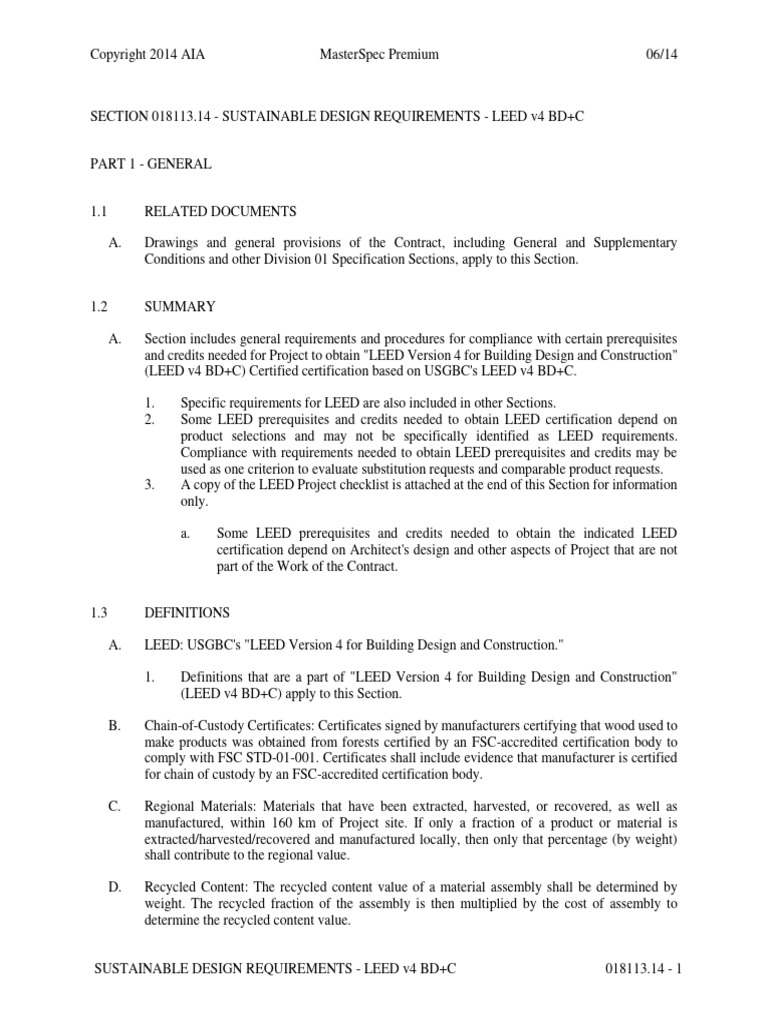 018113.14 FL - Sustainable Design Requirements - LEED v4 BD+C | PDF ...