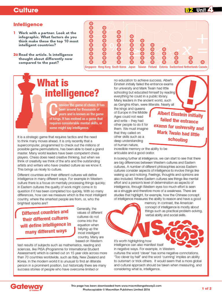 B2 UNIT 4 Culture | PDF | Intelligence | Thought