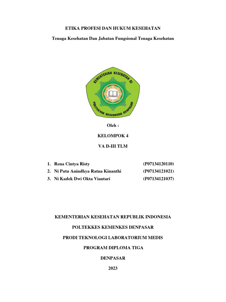 KLP 4 - Tenaga Kesehatan Dan Jabatan Fungsional Tenaga Kesehatan | PDF | Pengembangan Diri