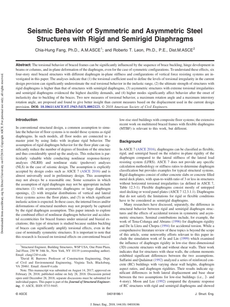 Seismic Behavior of Symmetric and Asymmetric Steel Structures With Rigid and Semirigid ...