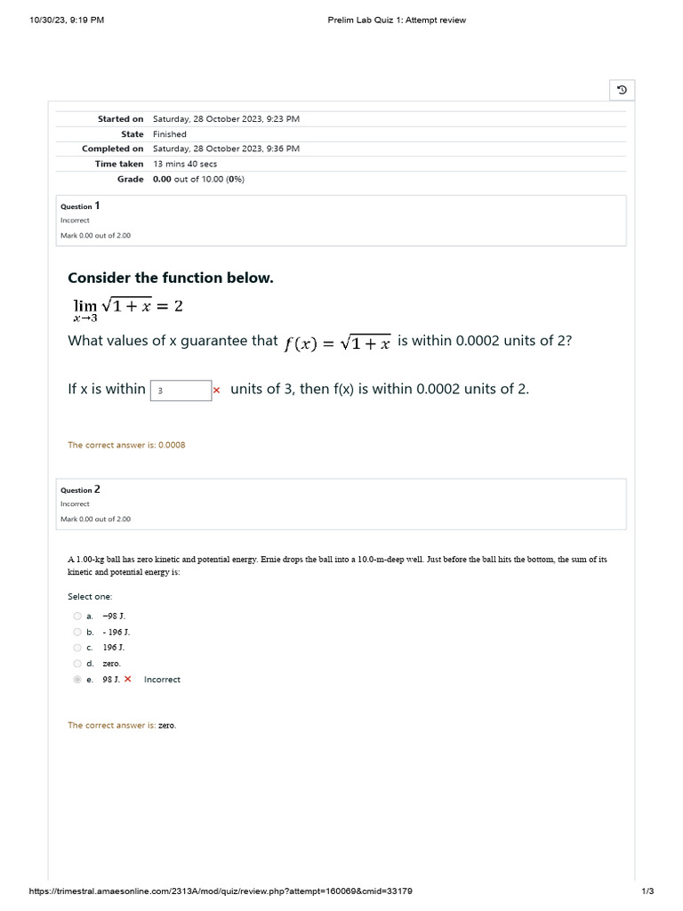 Prelim Lab Quiz 1 - Attempt Review 80% | PDF | Physical Quantities ... Prelim Lab Quiz 1 - Attempt Review 80% | PDF | Physical Quantities ...