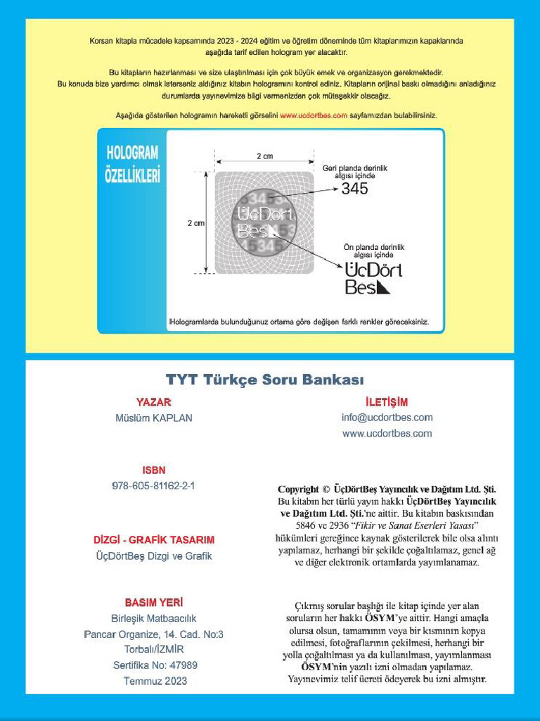 Tyt 345 Turkce (2023) | PDF