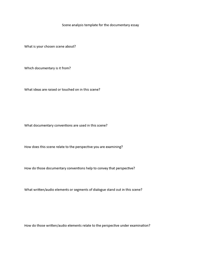 Scene Analysis Template For Documentary Study | PDF