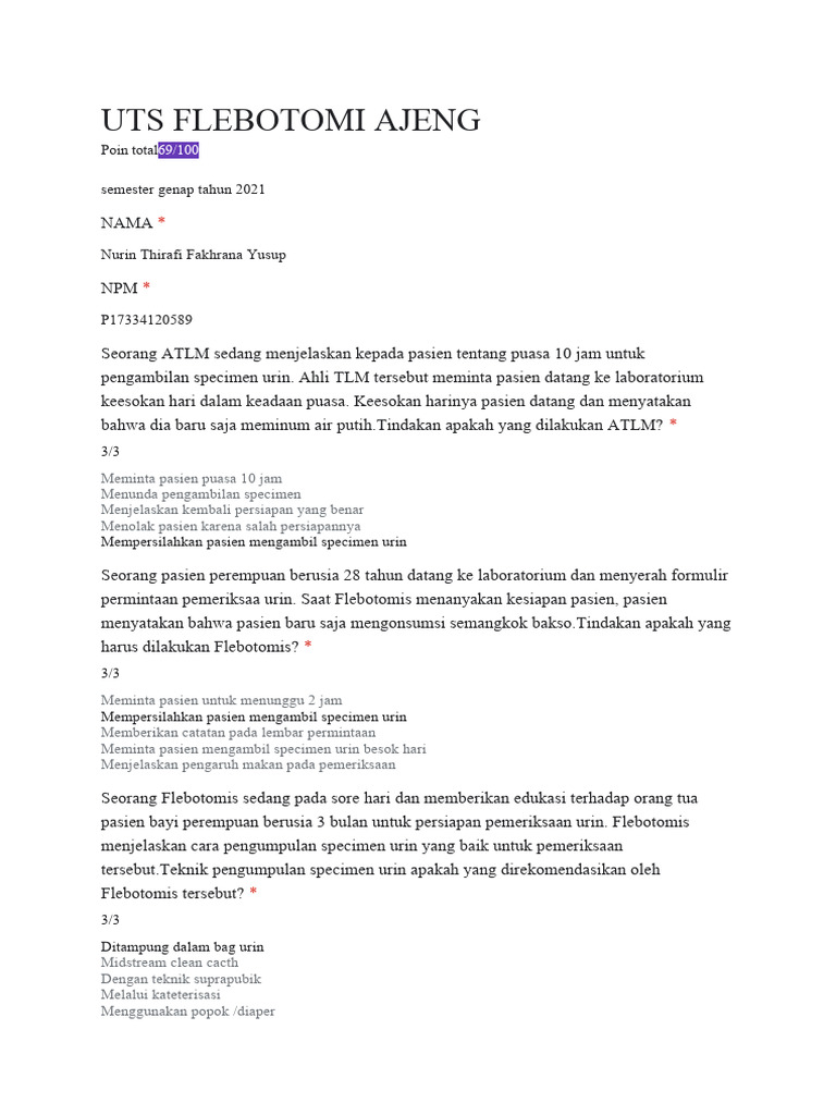 Uts Flebotomi Ajeng | PDF