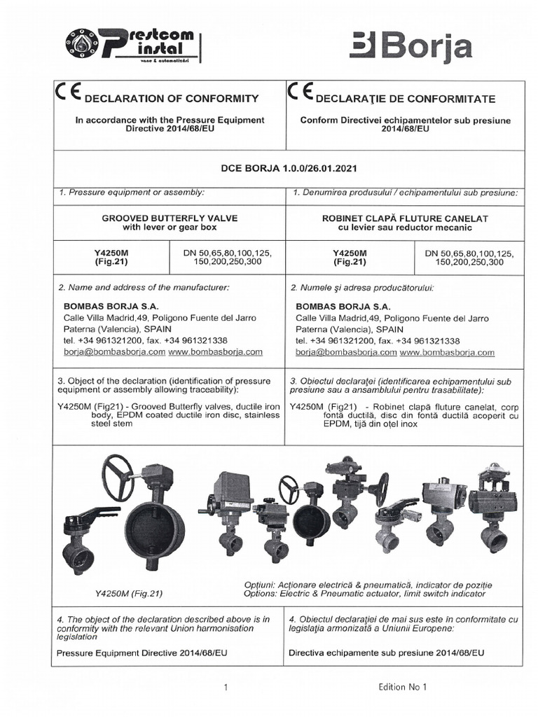 Borja DECLARATION OF CONFORMITY - PRESTCOM INSTAL | PDF