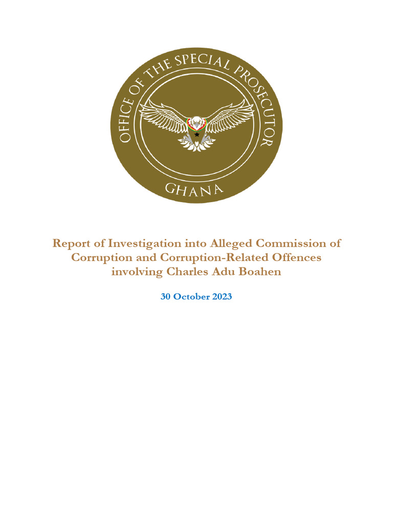 Investigation Report Charles Adu Boahen 1 | PDF | Corruption | Private Investigator